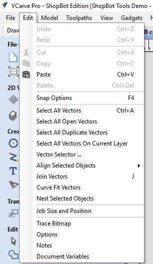 edit menu – Top CNC Router Manufacturer | ShopBot Tools | Made in USA